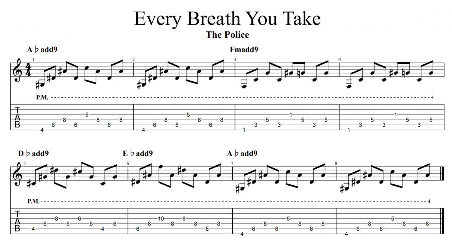 Every Breath You Takeギター【TAB譜】イントロ/The Police弾き方解説 – 福岡音楽教室｜ライトギター ...