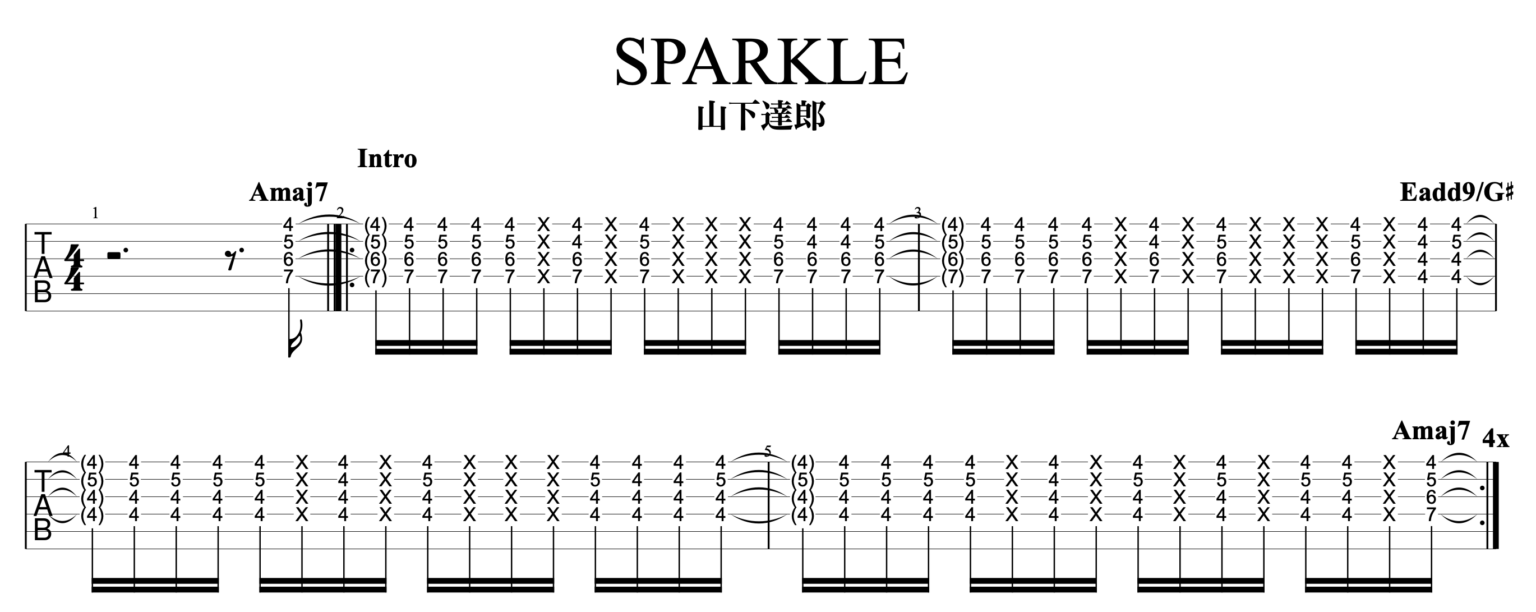 山下達郎「SPARKLE」ギターTAB譜 – 福岡音楽教室｜ライトギターミュージックスクール